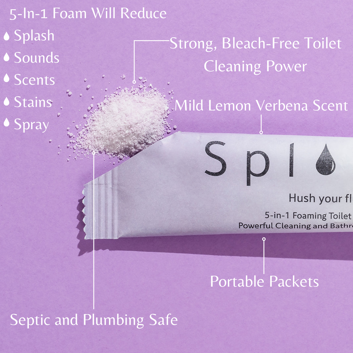 SplaShh Instant-Foaming Toilet Powder Single-Use Packets – Splashh Powder